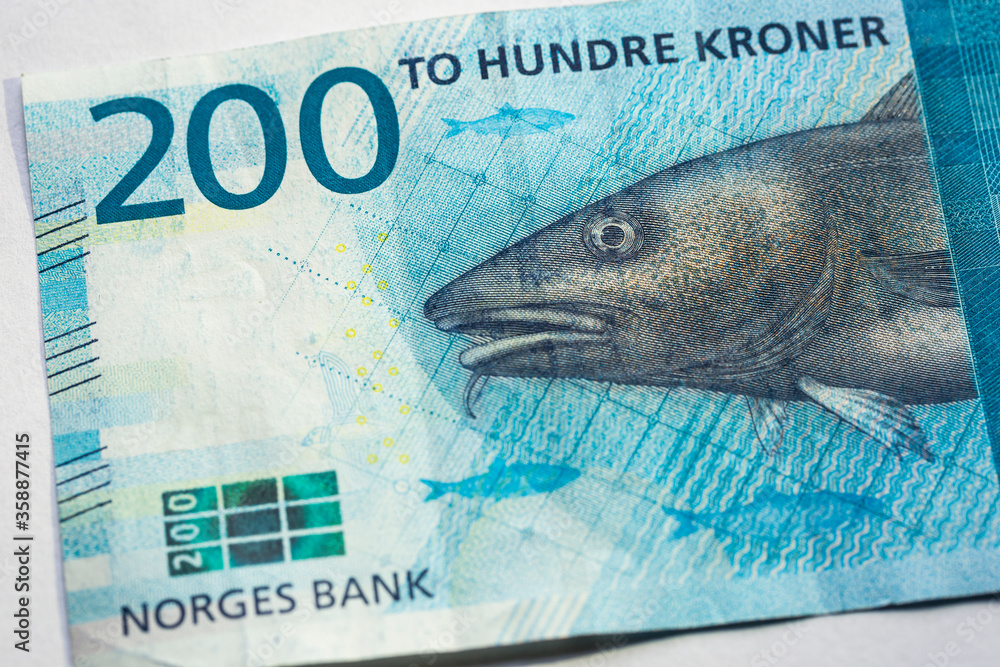 Fotka „Obverse side of new Norwegian banknote series NOK 200 Kroner ...