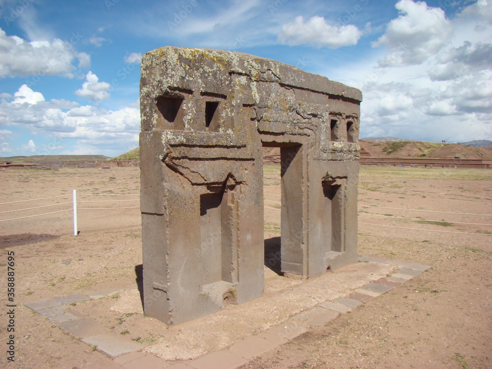 Backside of the Puerta del Sol (Gate of the Sun) at the ancient ruins ...