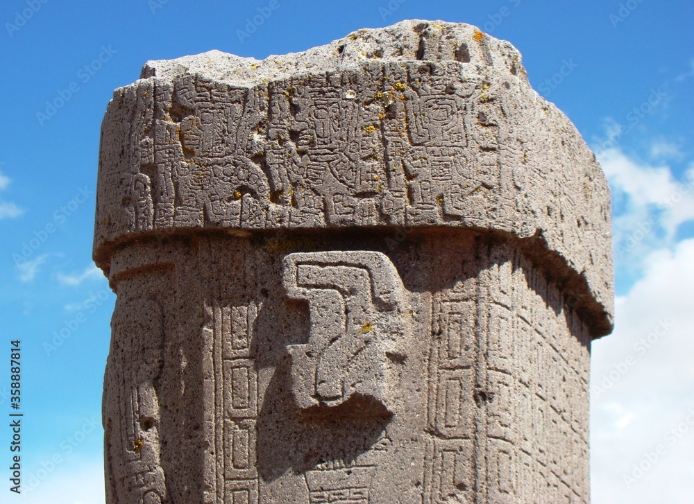 Foto de Details of the Ponce Monolith with mysterious inscriptions in ...