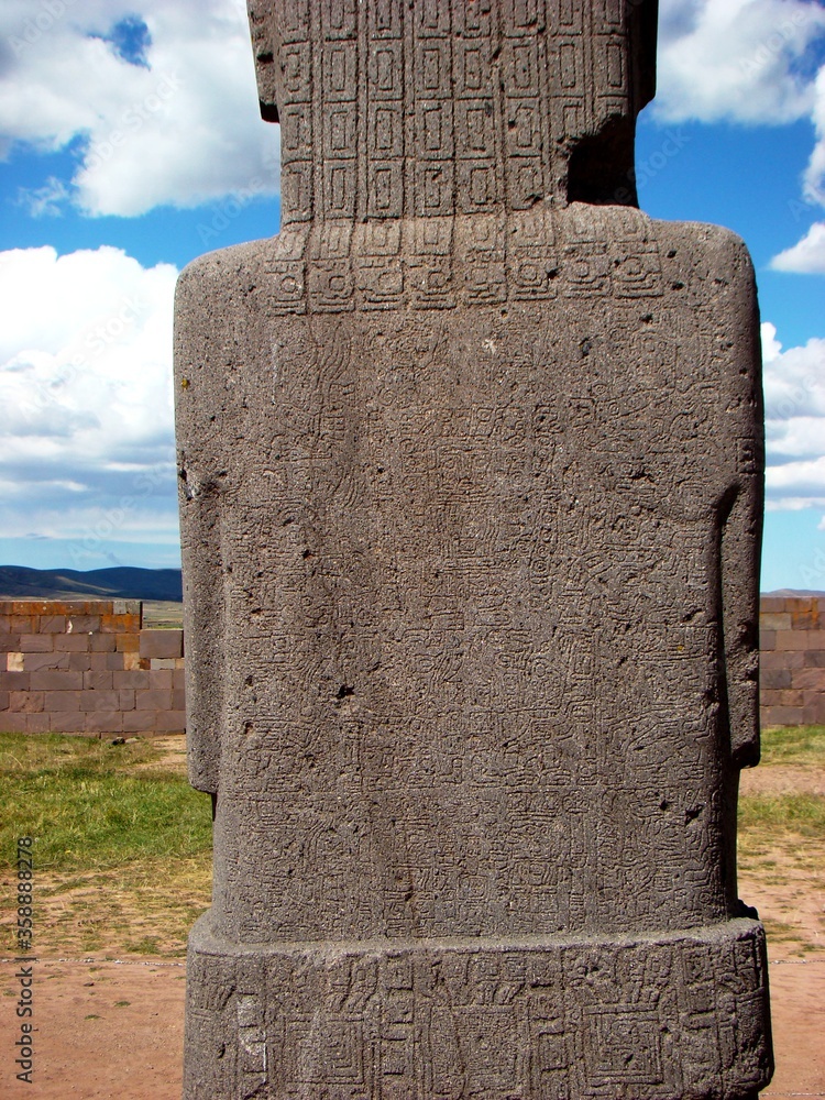 Fotka „Details of the Ponce Monolith with mysterious inscriptions in ...