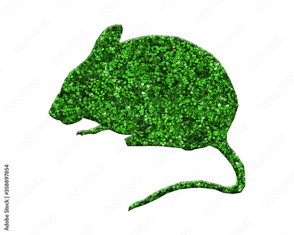 Rat Mouse Green glitter isolated on white background illustration ...