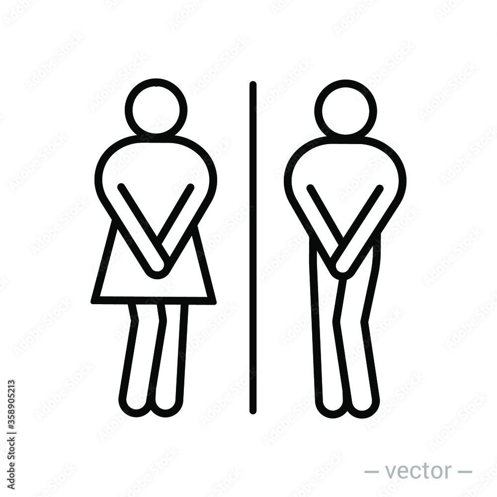 Girls and boys restroom pictograms. Funny toilet couple signing ...