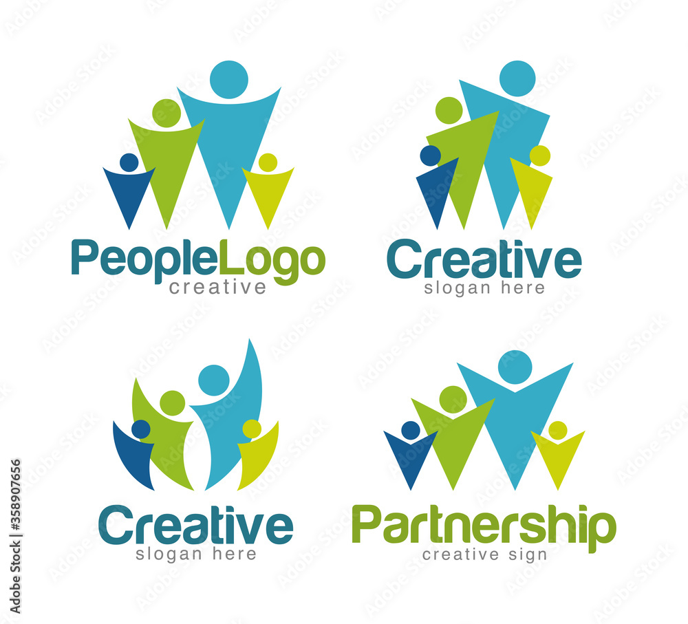 Social Network Team Partners Friends logo design vector Stock Vector ...