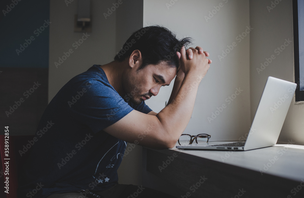 Man Crying At Computer