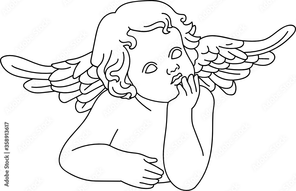 Baby Angel Outline Drawing Baby Loss Angel Baby Line Art | Newborn