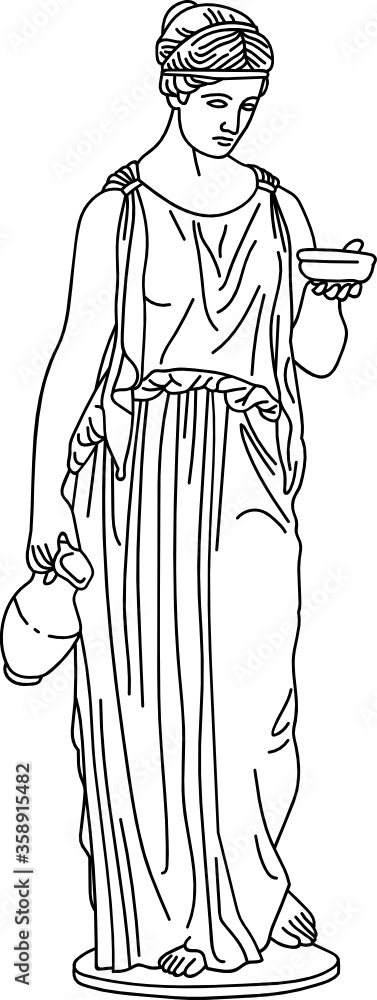 aesthetic greek sculpture line art woman full body Stock Vector | Adobe ...
