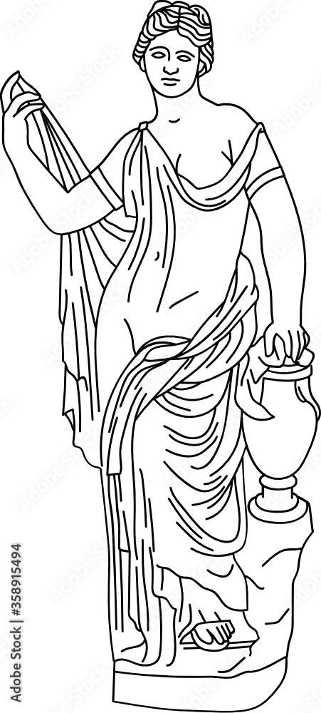 aesthetic greek sculpture line art woman full body Stock Vector | Adobe ...