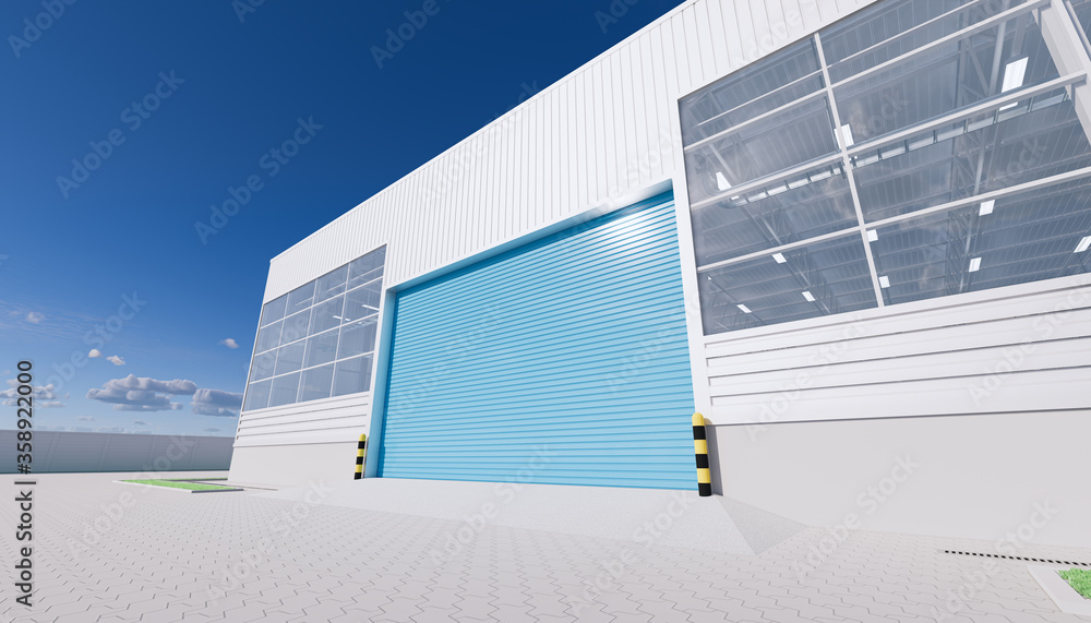 Warehouse or industry building exterior. Use as distribution center for ...