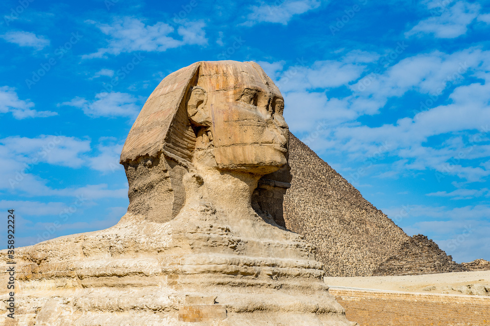 It's Great Sphinx of Giza, a limestone statue of a mythical creature ...
