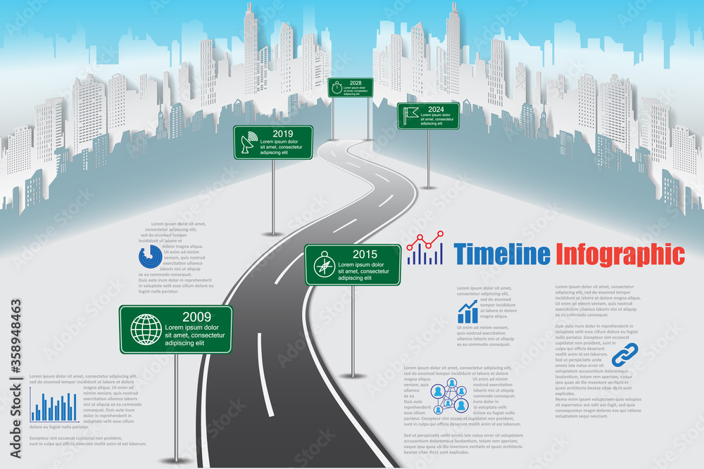 Business road map timeline infographic city designed for abstract ...