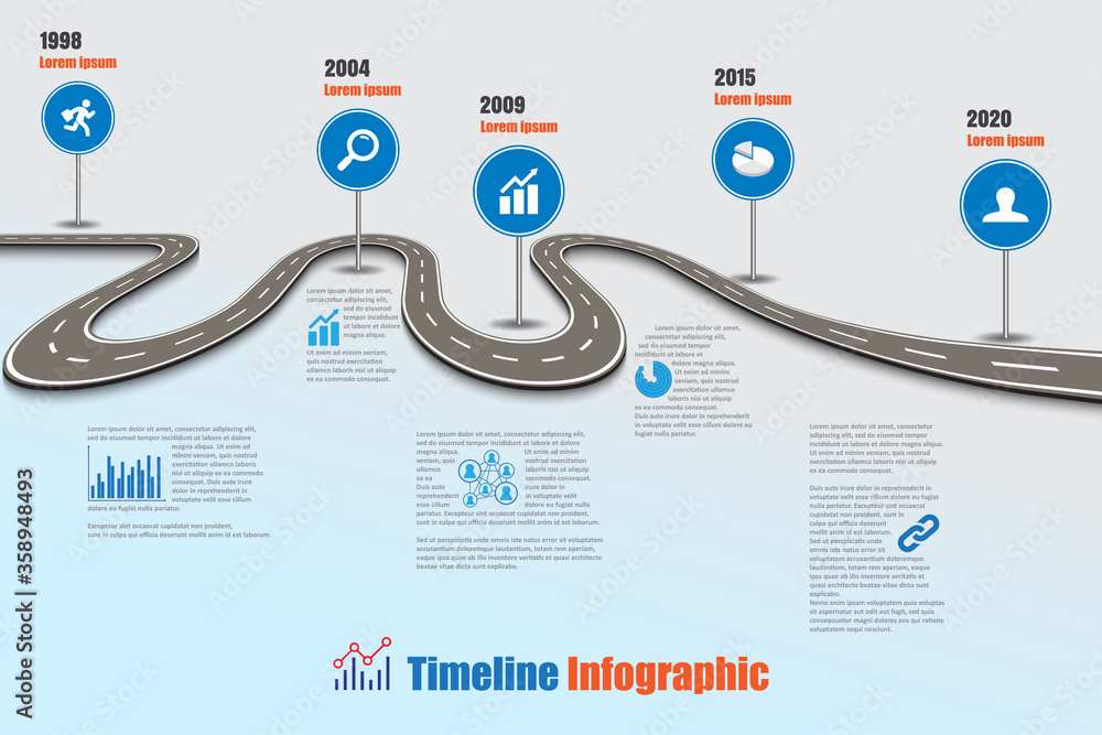 Business road signs map timeline infographic designed for abstract ...