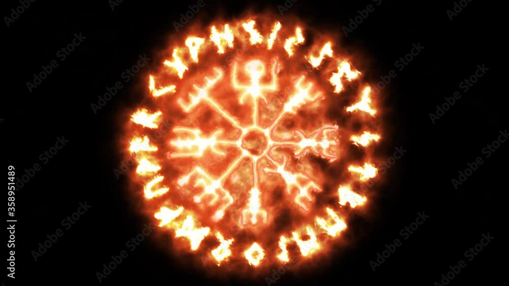 This is Animated Runic Sign. Runic Circle on Fire, Futhark 4k. Stock ...