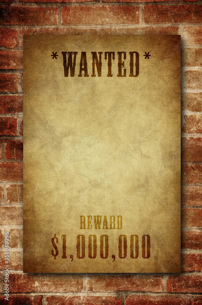old blank wanted poster on brick wall Stock Illustration | Adobe Stock