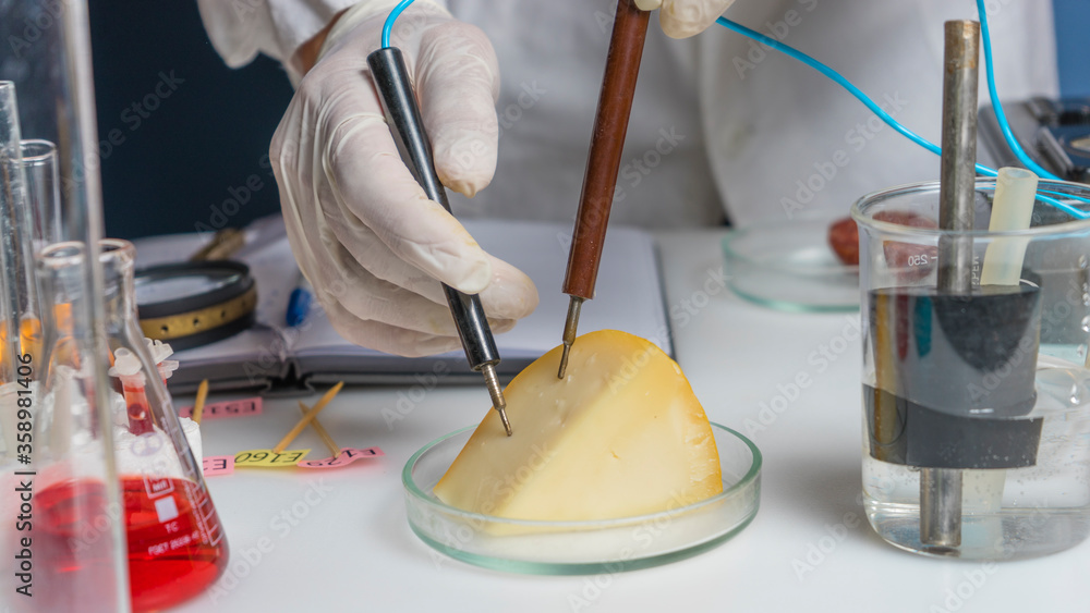 Laboratory assistant at the workplace. Laboratory procedure for food ...