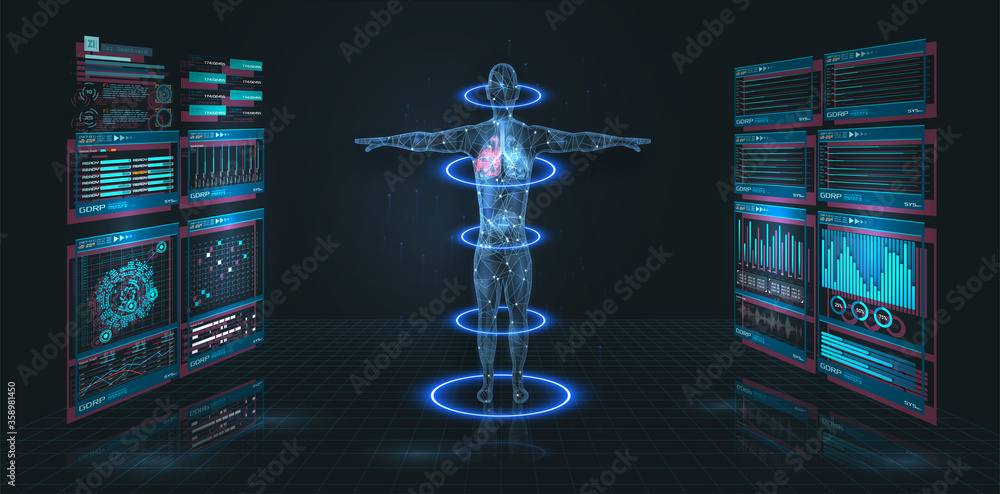 Head Up Display (HUD) UI,GUI for medical app. Futuristic virtual ...