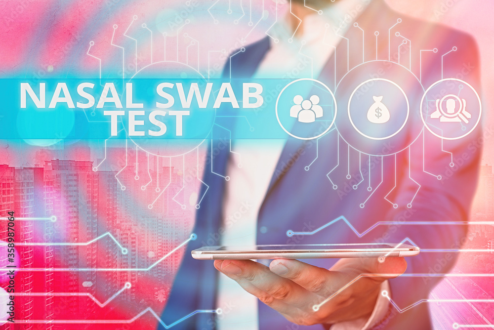Text sign showing Nasal Swab Test. Business photo showcasing diagnosing ...
