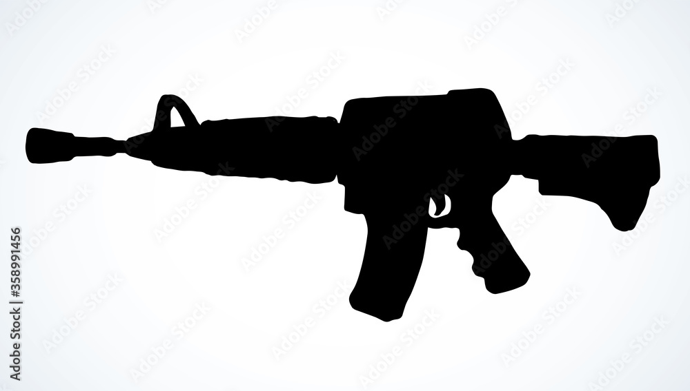 Submachine gun. Vector drawing object Stock Vector | Adobe Stock