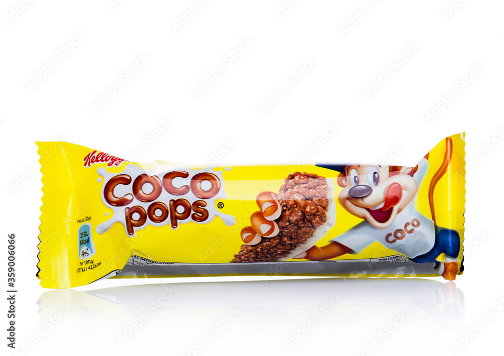 LONDON, UK - November 17, 2017: Bar of Kellogg's Coco Pops Breakfast ...