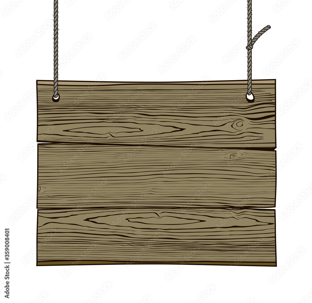 Engraved vintage drawing of a hanging wooden sign board Stock Vector ...