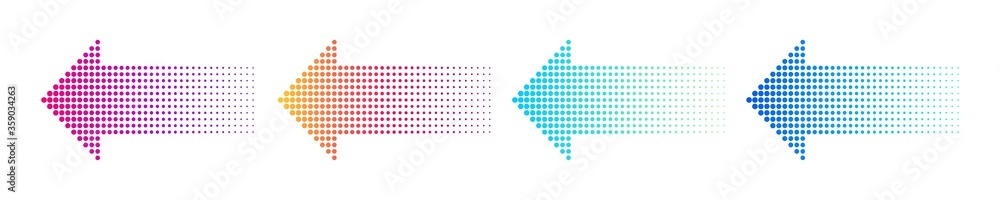 Dotted arrow gradient design. Vector isolated elements. Arrow halftone ...