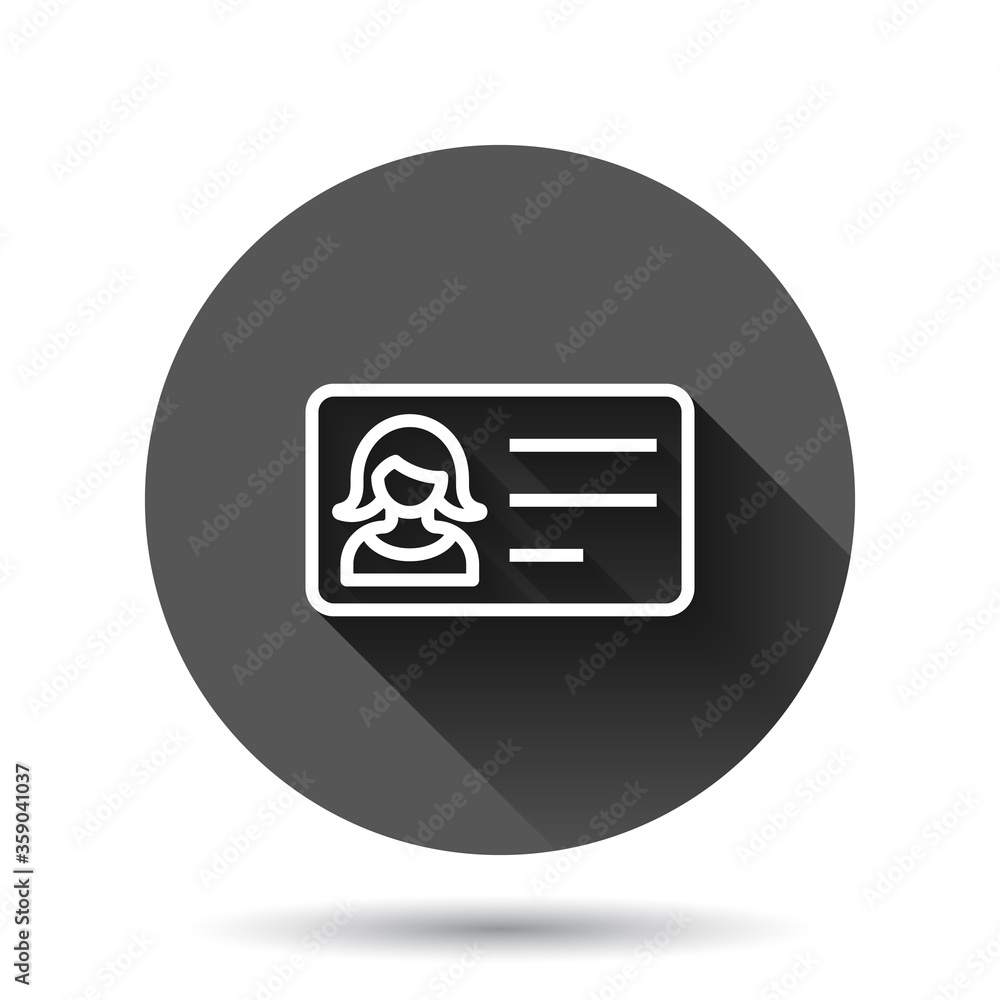 Women id card icon in flat style. Identity tag vector illustration on ...