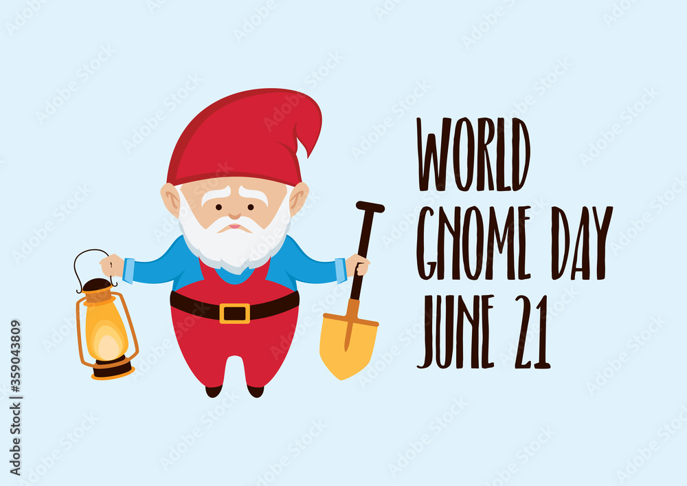 World Gnome Day vector. Garden gnome icon vector. Dwarf with red cap ...