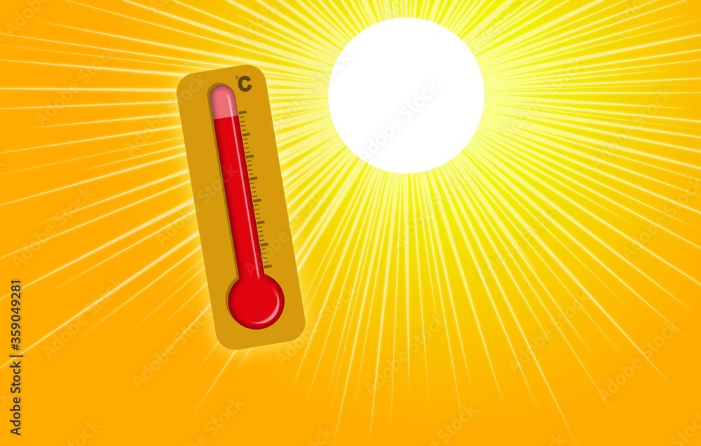 Sommer, Hitze, Sonne und Klimawandel Stock Illustration | Adobe Stock