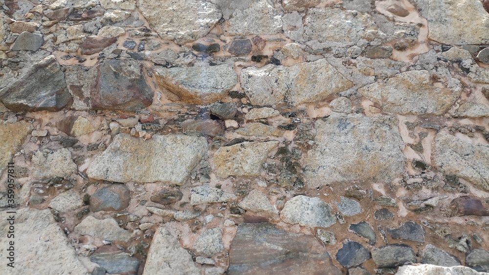 Ancient wall structure at Dutch fort in Galle. Wall texture from rubble ...