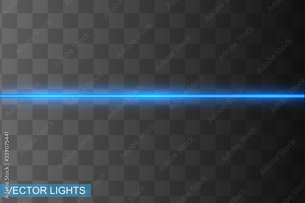 Abstract blue laser beam. Transparent isolated on black background ...
