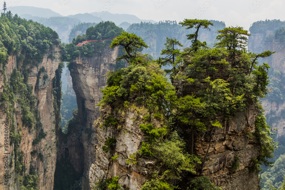 Natural rock bridge in Wulingyuan Scenic and Historic Interest Area in ...