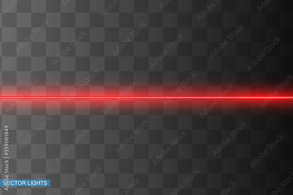 Abstract red laser beam. Transparent isolated on black background ...