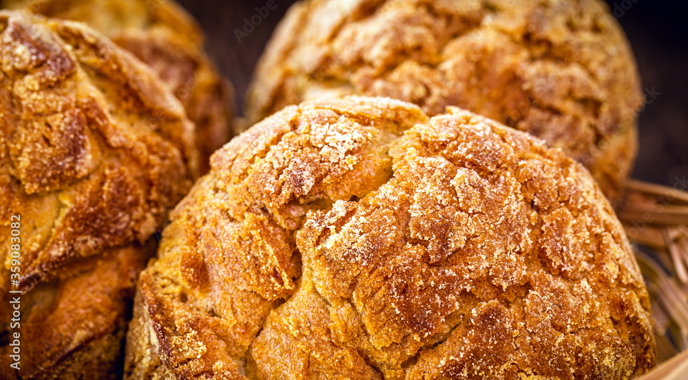 Traditional Brazilian biscuit called "Broa de fubá ou broinha". Made ...