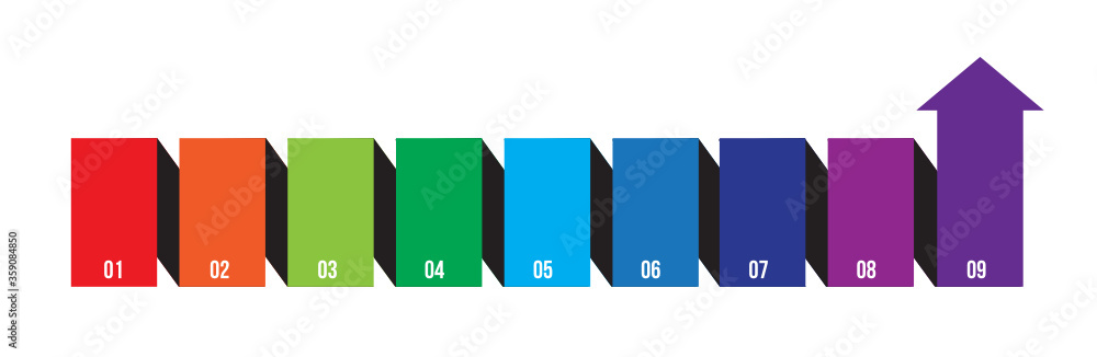 Nine Step Process Flow Infographic Stock Vector | Adobe Stock