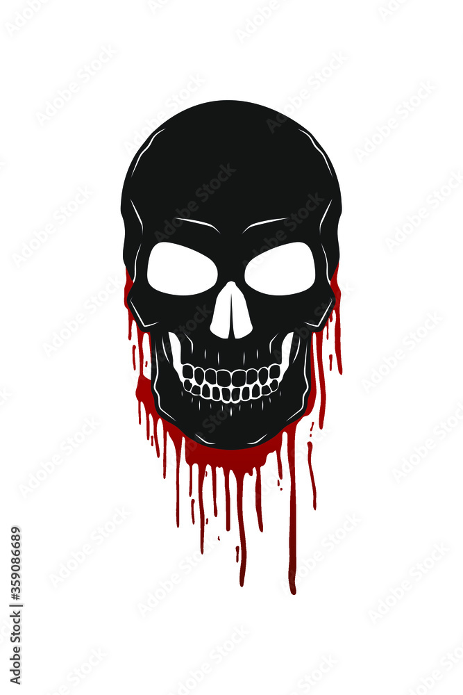 Human skull with dripping blood isolated on white. Vector illustration. Stock Vector | Adobe Stock