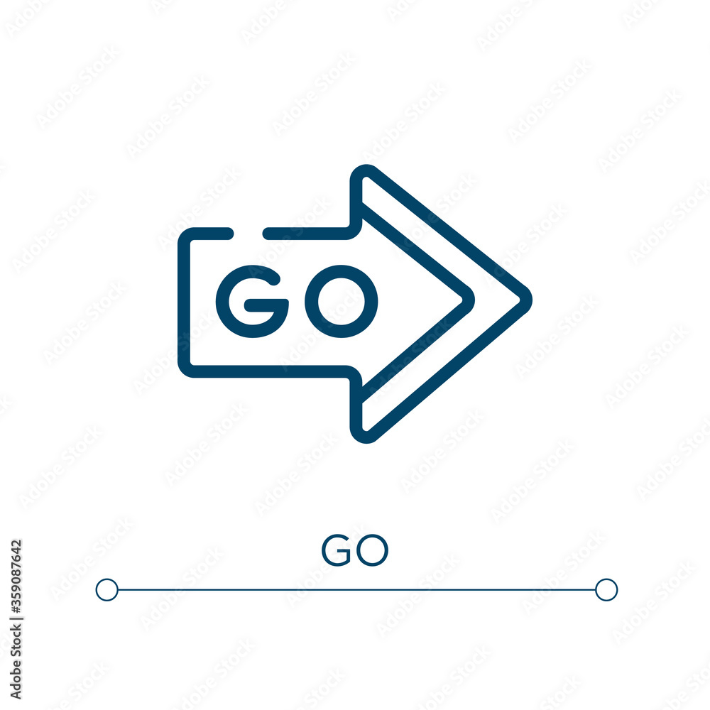 Go icon. Linear vector illustration. Outline go icon vector. Thin line ...