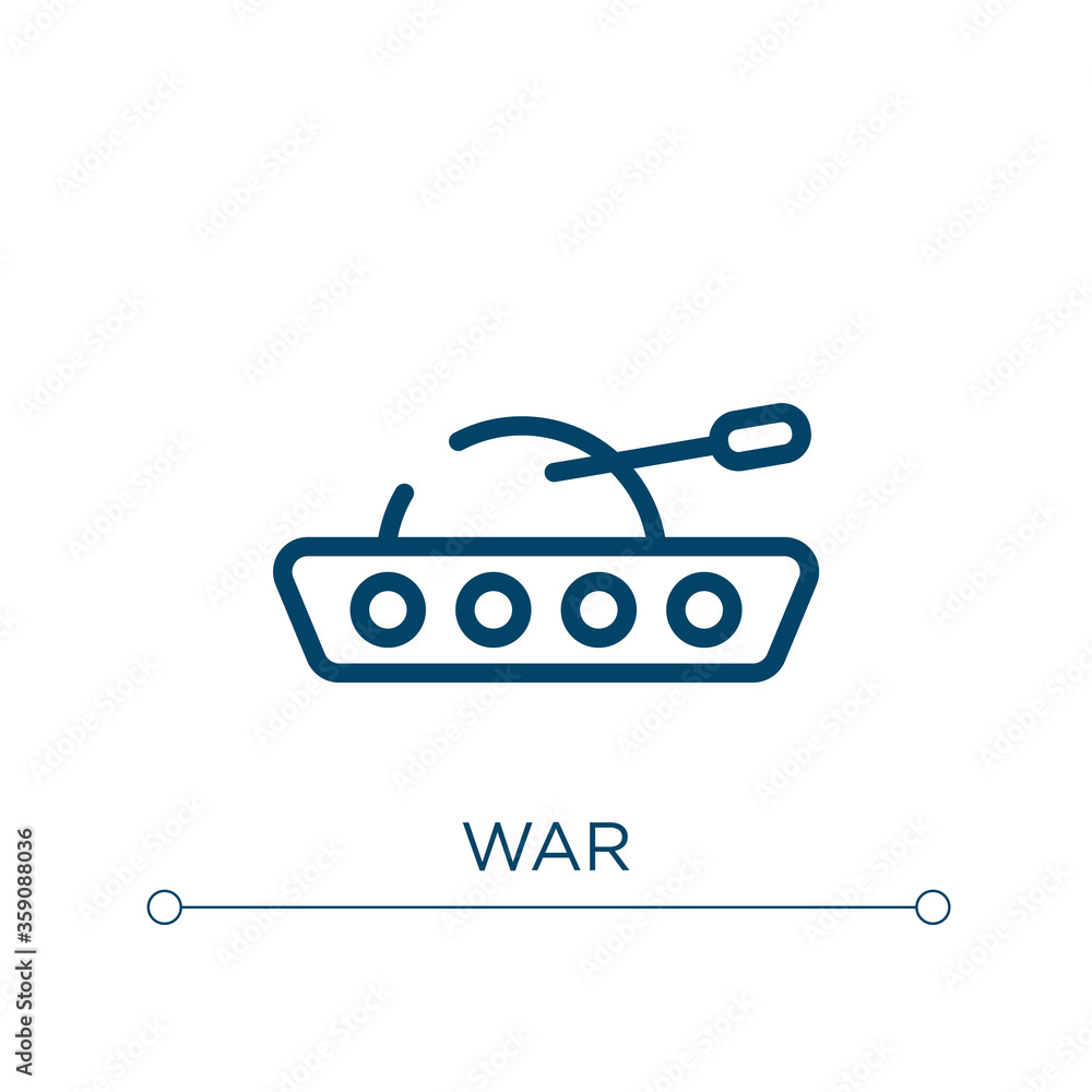 War icon. Linear vector illustration. Outline war icon vector. Thin ...