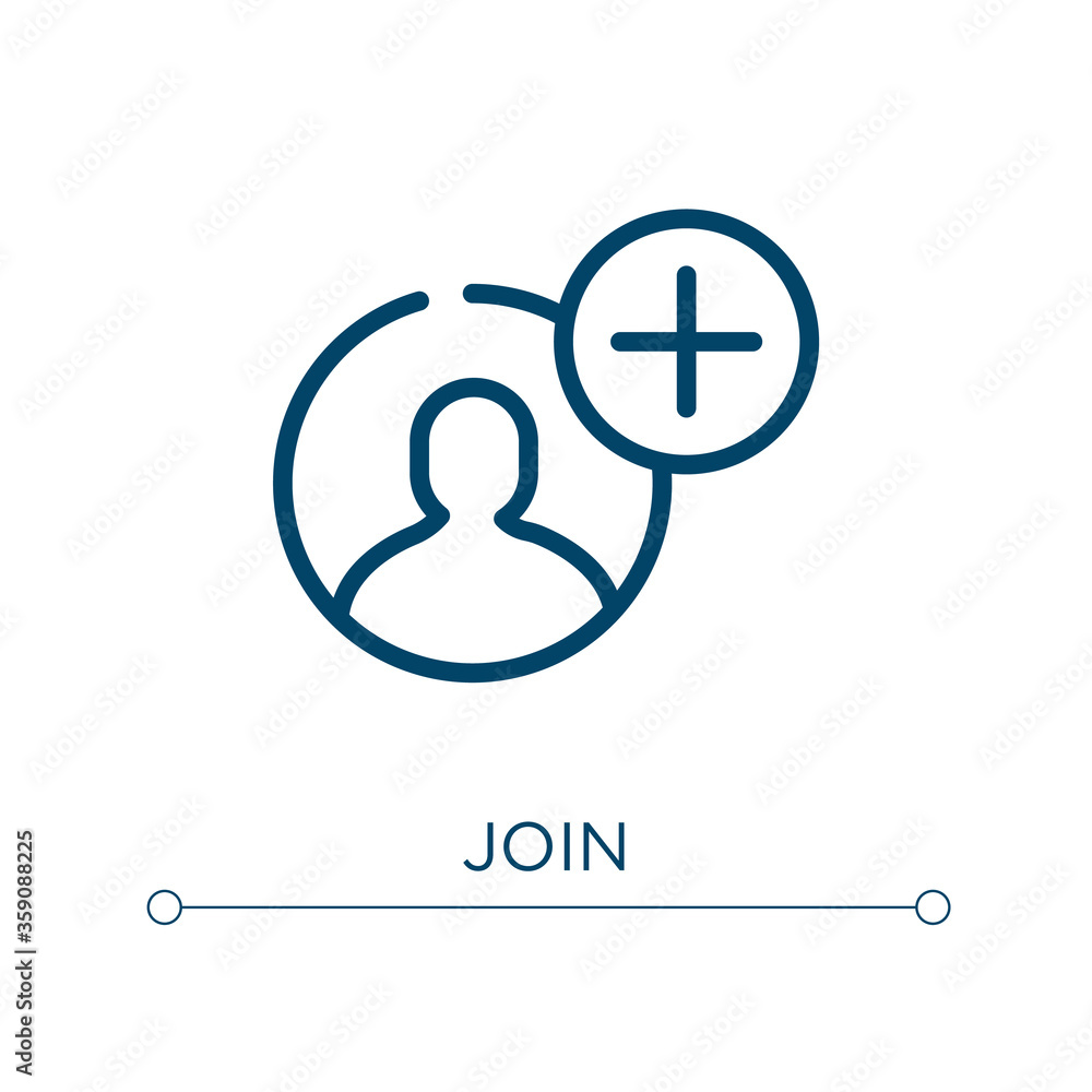 Join icon. Linear vector illustration. Outline join icon vector. Thin ...