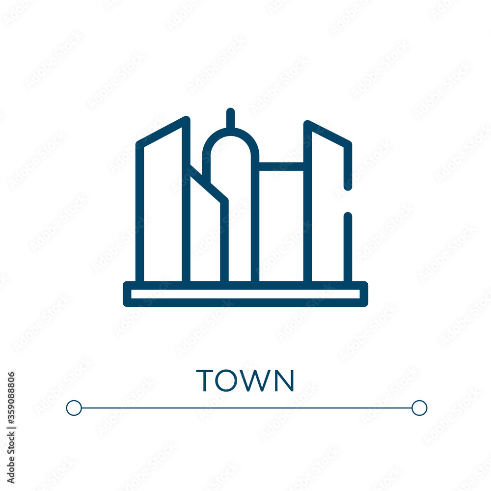 Town icon. Linear vector illustration. Outline town icon vector. Thin ...