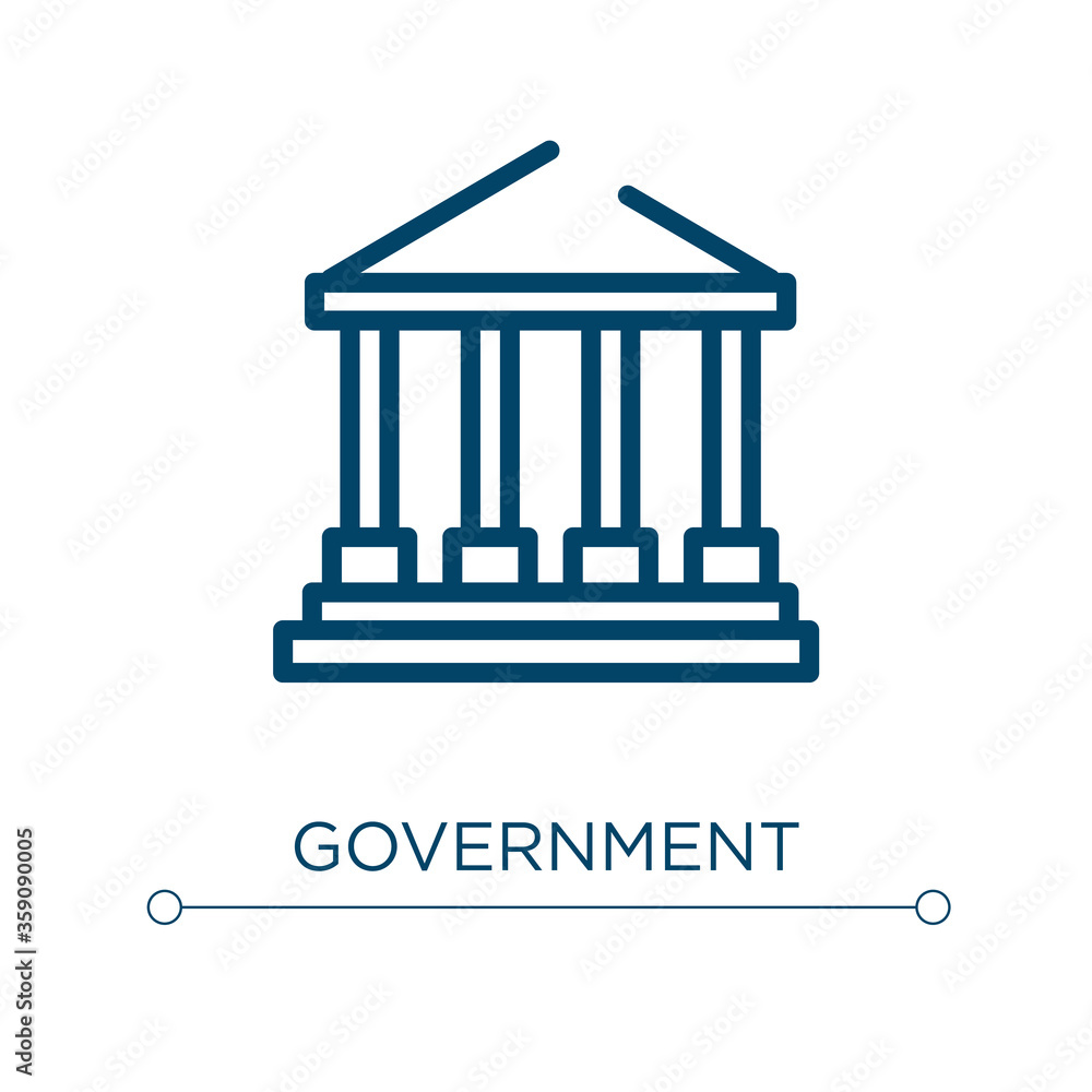 Government icon. Linear vector illustration. Outline government icon ...