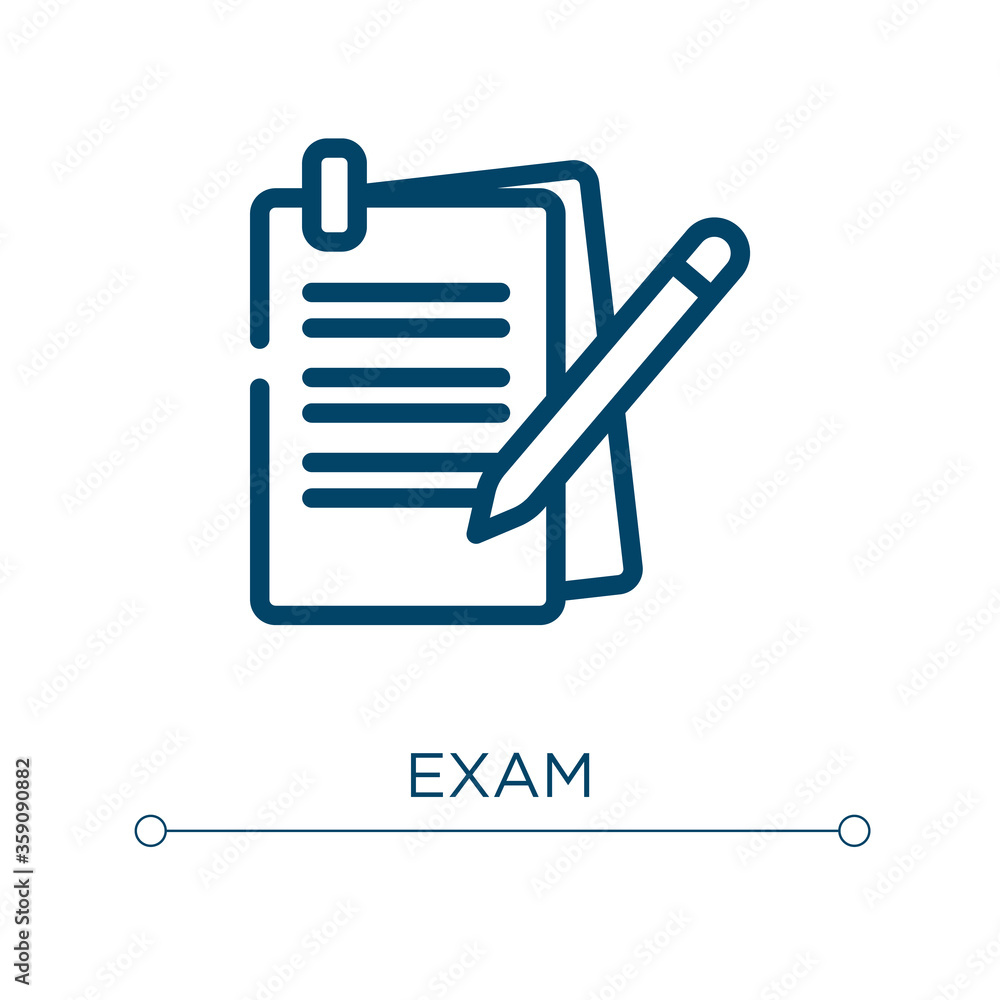 Exam icon. Linear vector illustration. Outline exam icon vector. Thin ...
