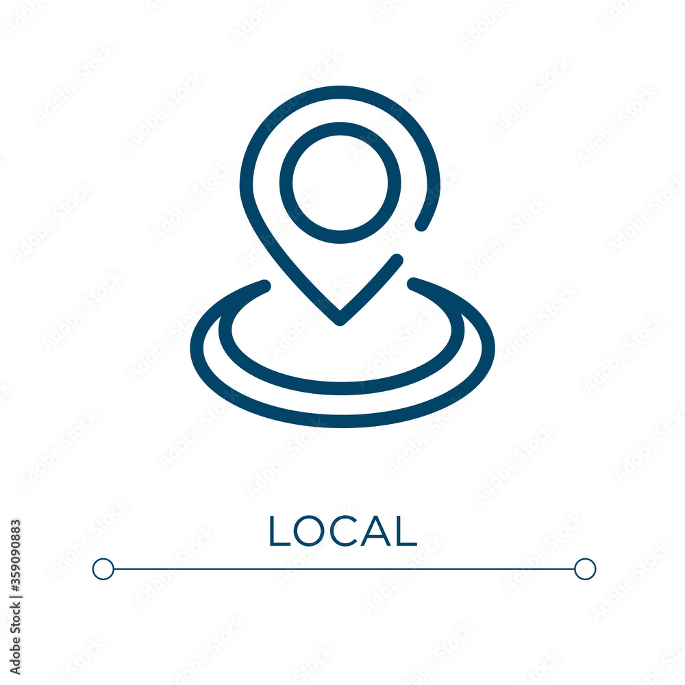 Local icon. Linear vector illustration. Outline local icon vector. Thin ...