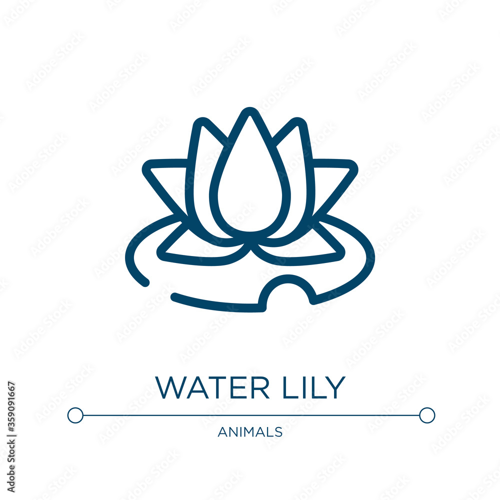 Water lily icon. Linear vector illustration from wildlife collection ...