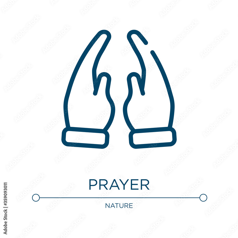 Prayer icon. Linear vector illustration from thanksgiving collection ...