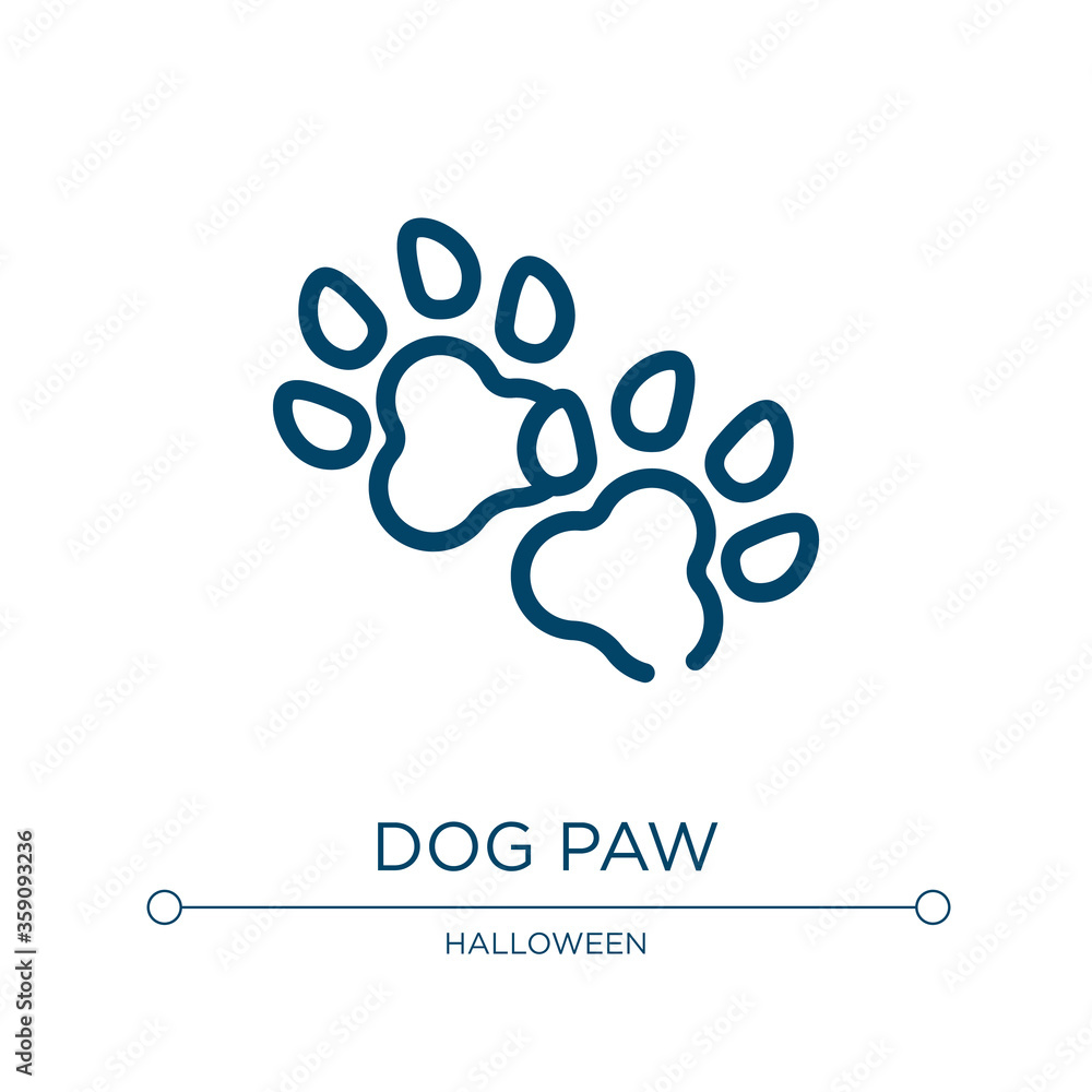 Dog paw icon. Linear vector illustration from wildlife collection ...