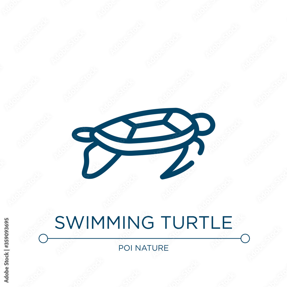 Swimming turtle icon. Linear vector illustration from free animals ...