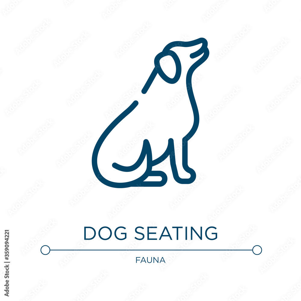 Dog seating icon. Linear vector illustration from dog and training ...