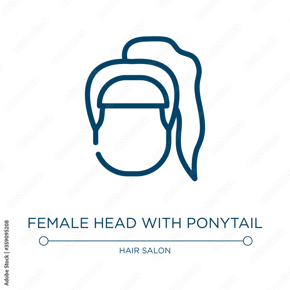 Female head with ponytail icon. Linear vector illustration from hair ...