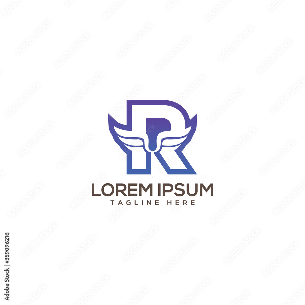 Creative initial letter R wings logo icon design template elements ...