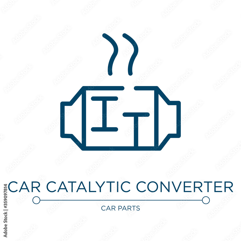 Car catalytic converter icon. Linear vector illustration from car parts ...