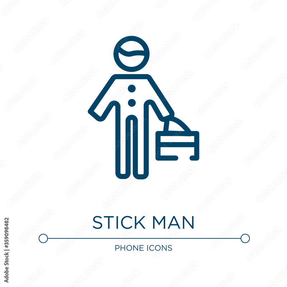 Stick man icon. Linear vector illustration from communication and media ...